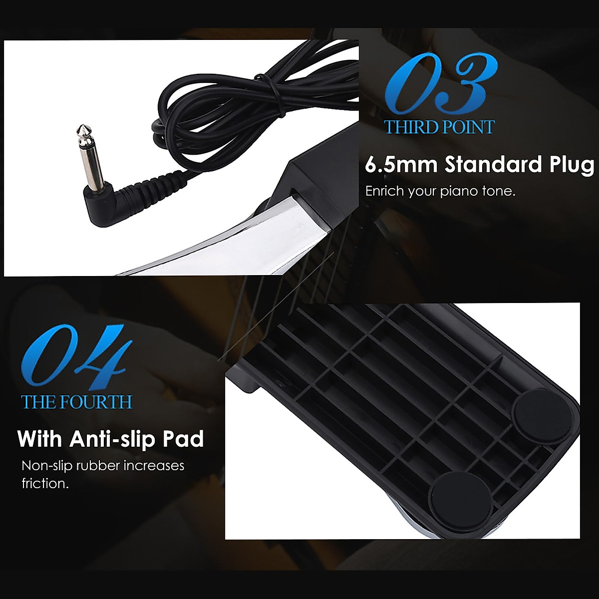 Keyboard Sustain Pedal, Universal Digital Piano Foot Pedal with Non-slip Bottom for Keyboards