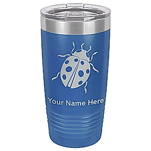 LaserGram 20oz Vacuum Insulated Tumbler Mug, Ladybug, Personalized Engraving Included (Dark Blue)