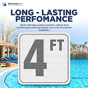 Aquatic Custom Tile, 4FT Pool Depth Markers, 6x6 Inches Vinyl Pool Stickers, Swimming Pool Number Markers, Pool Safety Signage, Adhesive Pool Depth Markers Stickers for Decks, MADE IN USA - (1 Pack)