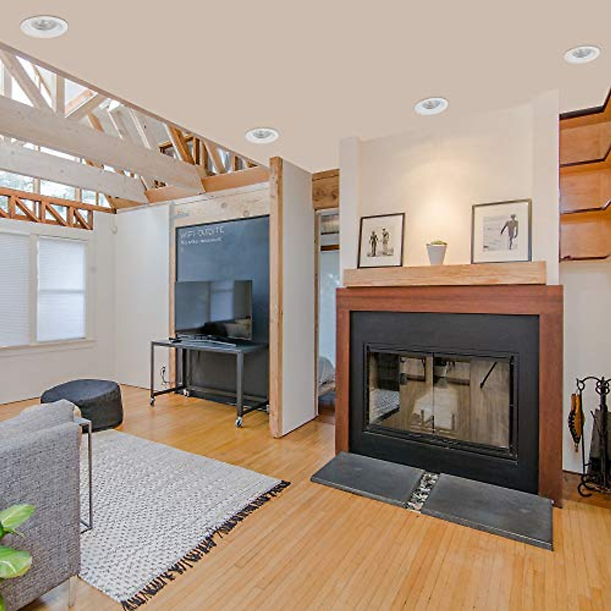 5" LED Integrated Ridged Spot Baffle Round Trim Recessed Lighting Kit 4-Pack, 9 Watts, Energy Star, CEC Title 24 Compliant, IC Rated, Dimmable, White, 5.25" Hole Size,91338