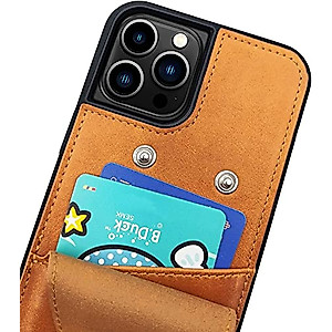 LUCKYCOIN Crossbody iPhone 13 Pro Max Case - Genuine Leather Wallet, Card Slots, Adjustable Strap, 6.7", Brown