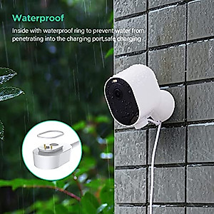 OLAIKE 16ft/5m Indoor Outdoor Weatherproof Magnetic Charging Cable for Arlo Pro 3/Pro 4/Ultra/Ultra 2,with Power Adapter Continuously Charging,NOT Compatible with Arlo Pro 3 Floodlight,White