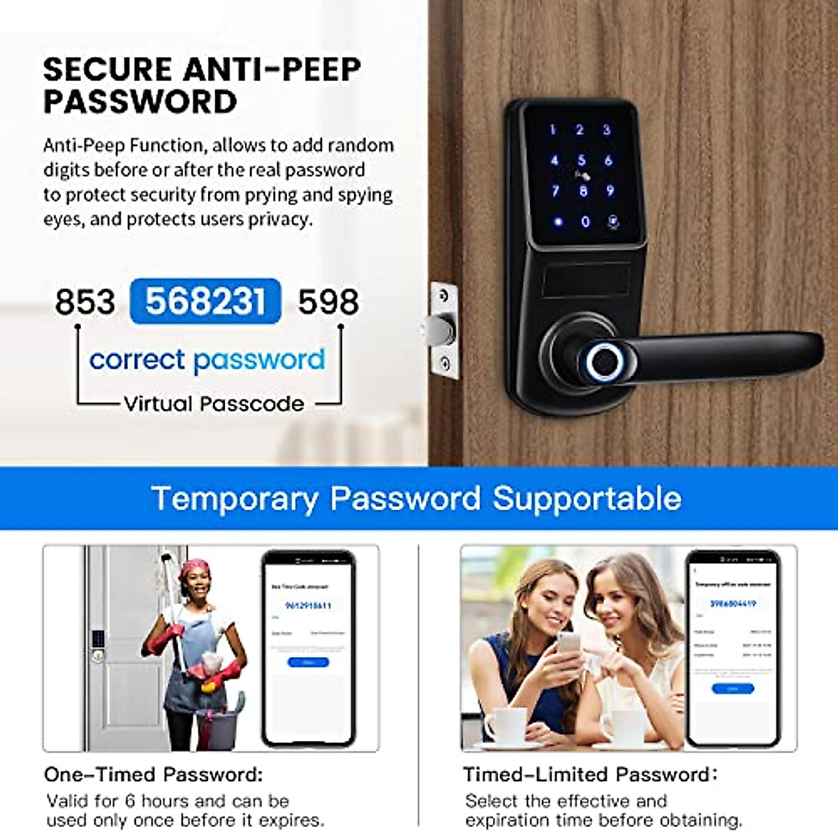 LOQRON Smart Door Lock with Tuya Wi-Fi Gateway for Remotely Control