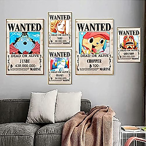 12pcs New Edition OP Pirates Wanted Posters, 16.6×11.7in Luffy 1.5 Billion, Straw Hat Pirates Crew with Pirate Flag Poster, Luffy Chopper Zoro Nami Usopp Sanji Jinbe Franky Brook Robin(High-End Version)