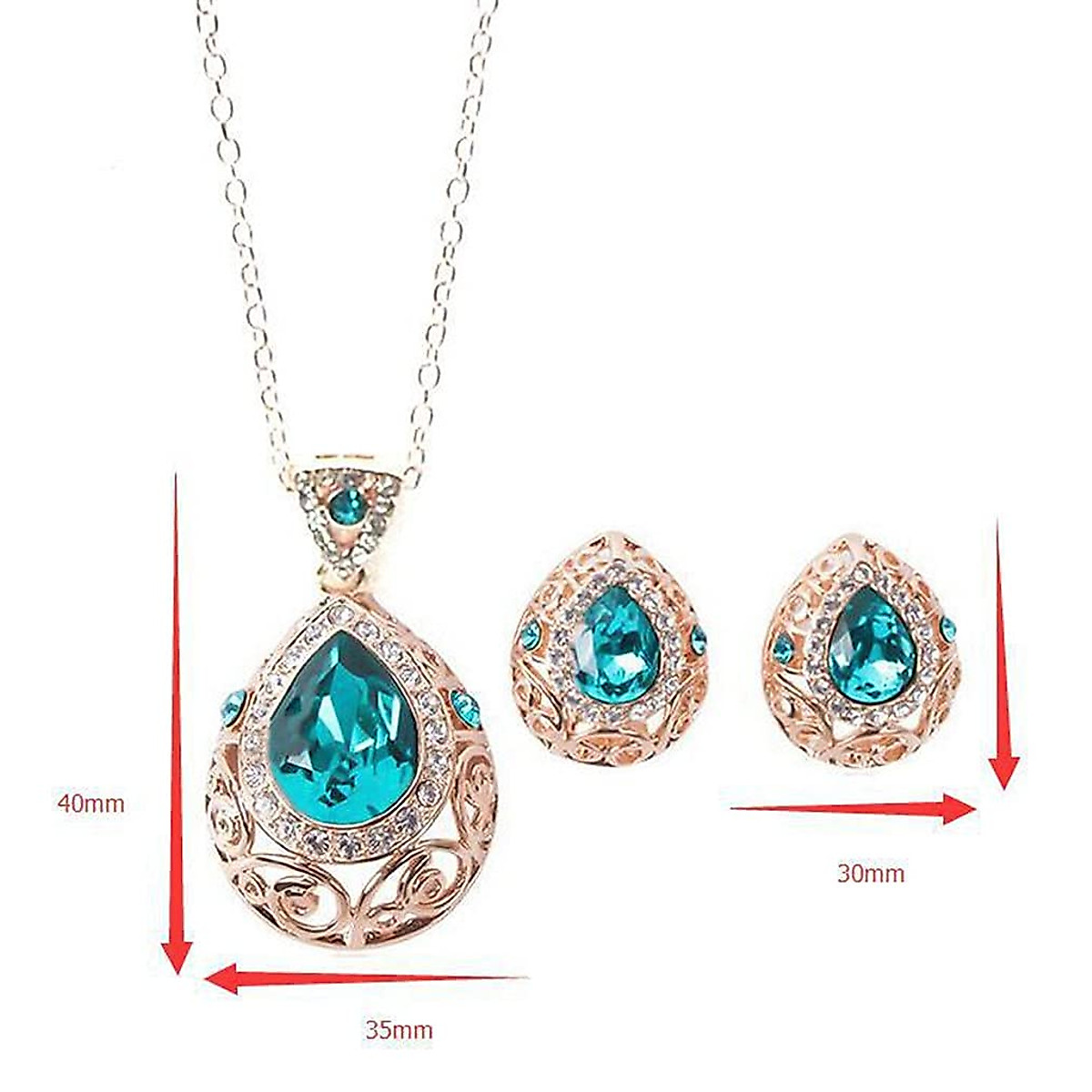 Woman Necklace Earrings Set Women Fashion Crystal Pendant Jewelry Decor Necklace + Earrings +Two-Piece Suit Elegant Women Jewellery Convenient and clever