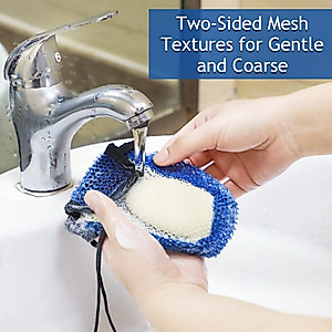 Eaasty 6 Pieces Exfoliating Bar Soap Pouch Soap Saver Pouch for Deep Clean Mesh Soap Bag Bath Shower Body Soap Saver Bag Dual Sided Soap Scrubber Pouch Bar Soap Holder Loofah, Orange, Gray, Blue