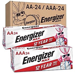 Energizer AA Batteries and AAA Batteries, 24 Max Double A Batteries and 24 Max Triple A Batteries Combo Pack, 48 Count