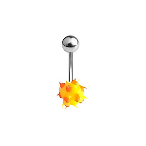 BodyJewelryOnline 316L Surgical Steel 14G Belly Button Ring Silicone Spike Ball Barbell Navel Ring Belly Piercing Jewelry for Women Men 3/8 Inch (10mm)