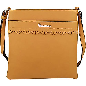 B BRENTANO Vegan Medium Crossbody Handbag Purse (Mustard - S)