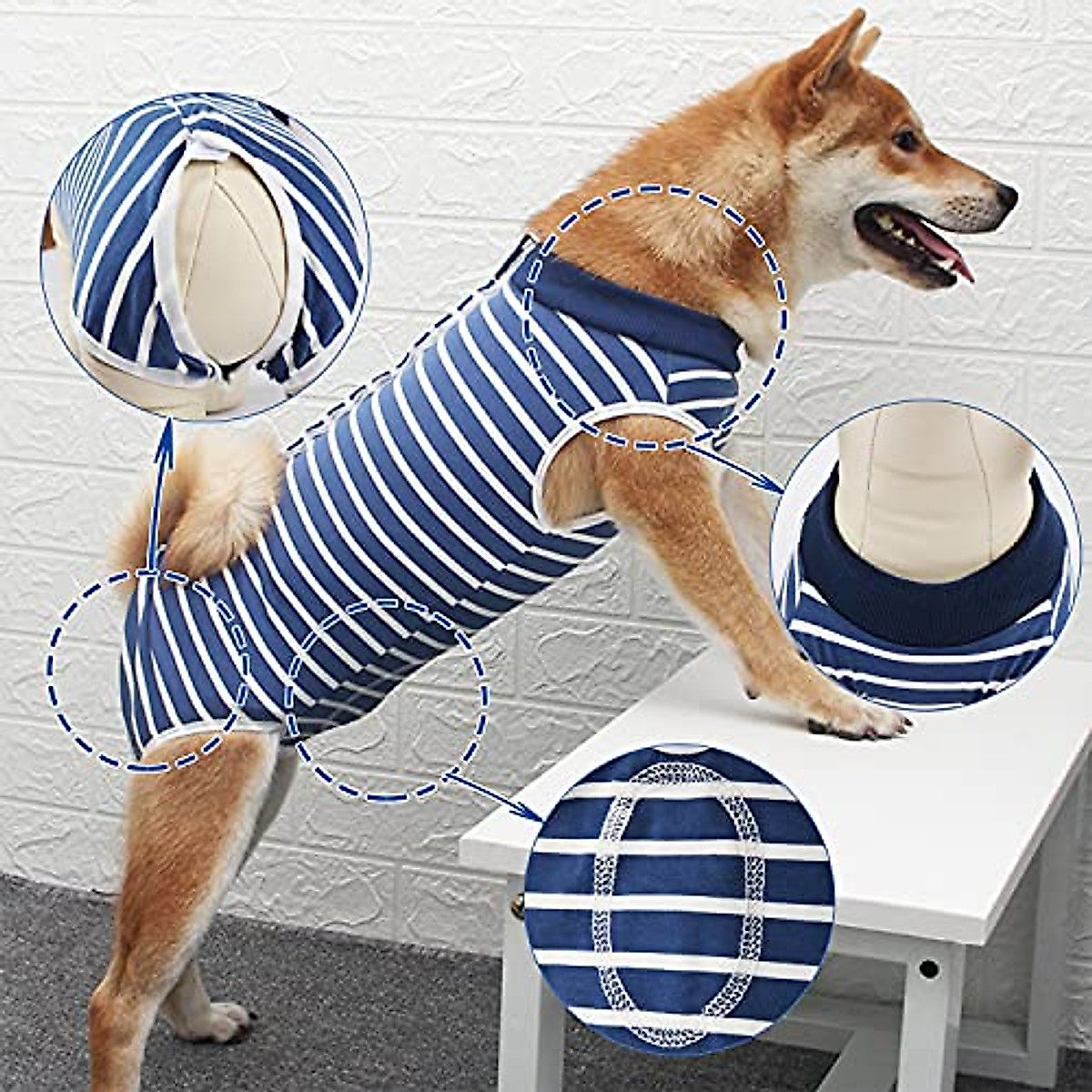 Dog Recovery Suit Cats Bodysuits for Abdominal Wounds Recovery Shirt for Male Female Pet Surgical Snugly Suit After Surgery Anti-Licking Dog Onesies, Substitute E-Collar & Cone Medium