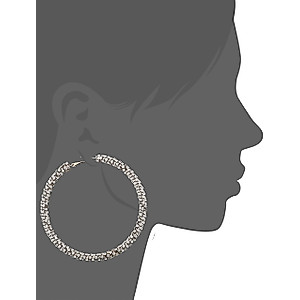 GUESS Women's Silver-Tone Pave Crystal Glass Stone Hoop Earrings