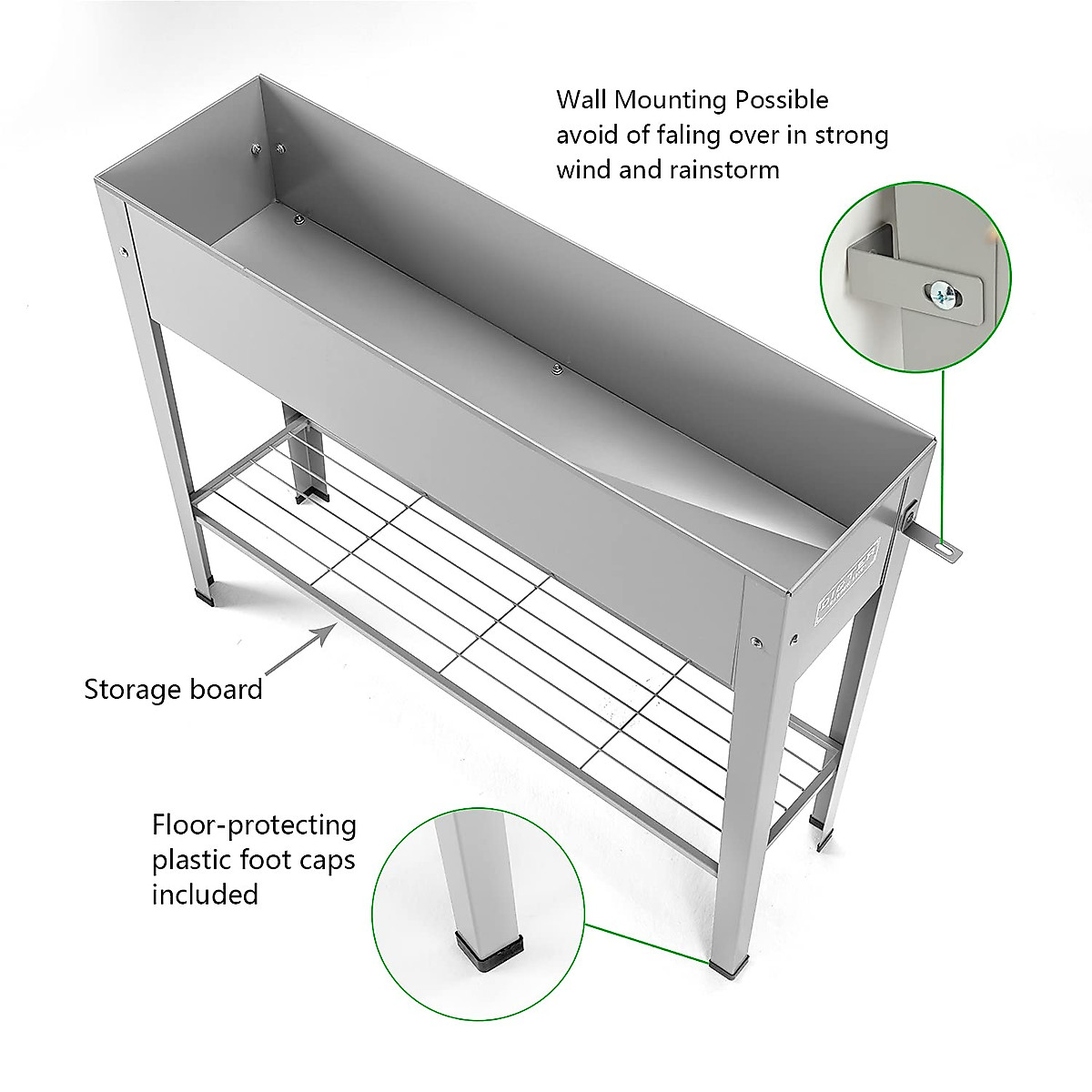 DIGTER Metal Raised Garden Bed,Raised Planter Box with Legs,Herbs and Vegetables Planter Suitable for Outdoor Patio Deck and Porch (Gray)