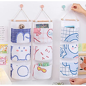 AARAINBOW 2 Packs Over The Door Storage Pockets,Hanging Storage Bags Organizer Linen Cotton Fabric Wall Door Closet 10 Pockets Home Organizer for Bedroom &amp; Bathroom (Purple Pattern, C)