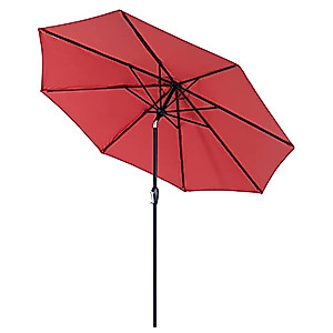 Tempera 9' Outdoor Market Patio Table Umbrella with Push Button Tilt and Crank,Large Sun Umbrella with Sturdy Pole&Fade resistant canopy,Easy to set,Rust Red
