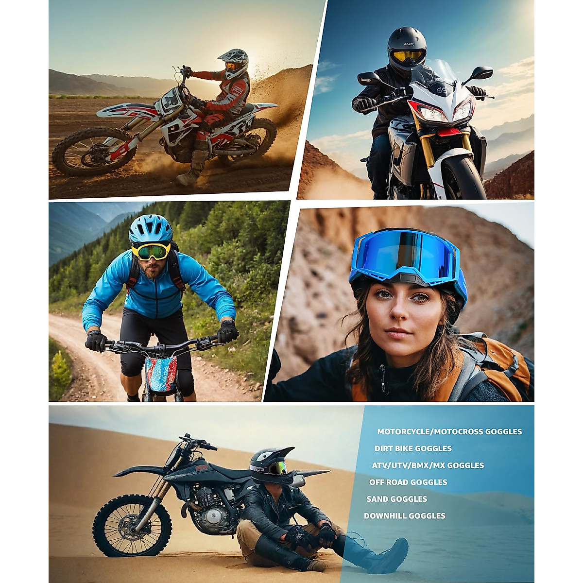 CRG Sports Motorcycle Goggle ATV Dirt Bike Off Road Racing Motocross Goggles for Men, Women, Adults