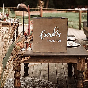 OurWarm Wedding Card Box with Slot, Wood Gift Card Box for Wedding Reception, Rustic Wooden Envelope Money Box for Wedding Party Birthday Bridal Shower Baby Shower Graduation Decorations