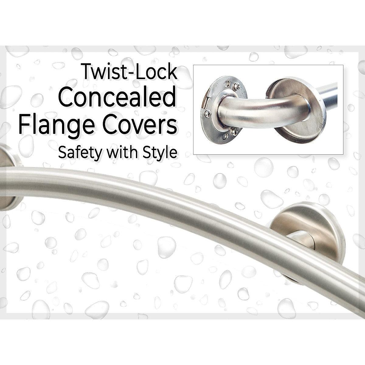 Curved Grab Bar for Bathroom Bathtub Shower Kitchen ADA Safety/304 Stainless/Brush Finish/ 24" x 3"