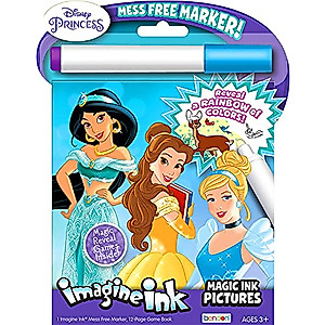 Classic Princess Magic Ink Coloring Super Set - 3 Books Featuring Disney Princesses, Frozen, and Raya The Last Dragon with Invisible Pens, Stickers