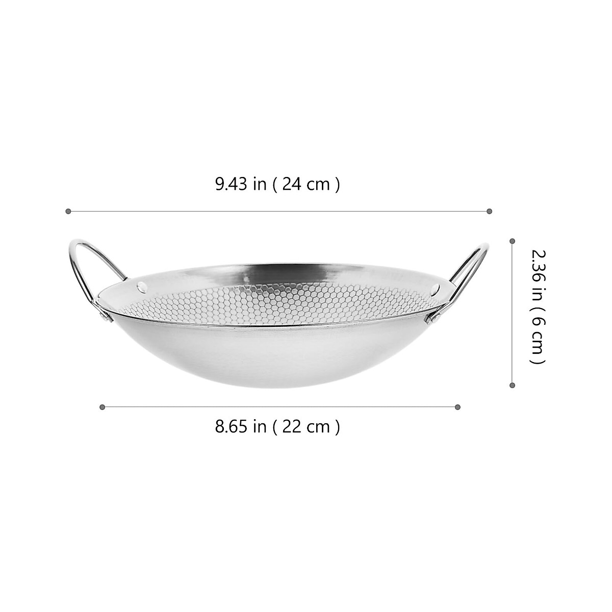 Yardwe Wok Pan Stainless Steel Stir Fry Pans 8 Inch Hot Pot Iron Frying Pan Double Handle Chinese Cooking Pot Kitchen Cookware For Boiling Steam Silver s Steel Wok