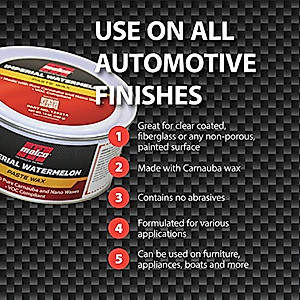 Malco VOC Compliant Imperial Paste Wax, Watermelon Scent – Creates High Gloss Finish/Provides Durable Protection/Premium Wax for Use on Fiberglass, Gel Coat and Painted Finishes / 14 Oz. (125214)