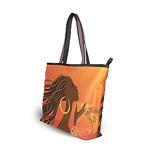 Woman Tote Bag Shoulder Handbag African American Woman for Work Travel Business Beach Shopping