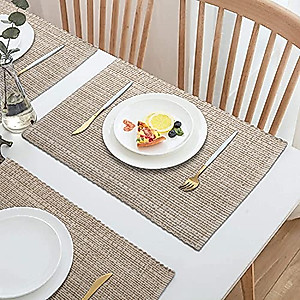 Urban Villa Placemats for Dining Table 100% Cotton Placemats 14''x20'' Over Sized Tablemats Set of 6 Placemats Egg Shell Two Tone Tablemats for Family Dinners Wedding Parties Everyday Use Placemats