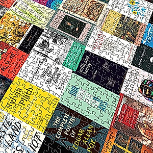 Book Puzzles for Adults 1000 Piece, Greatest Poetry Book Covers Collage Puzzle, 50 Classic Poems Books Add to Your Literary Bucket List, Good Gift for Book Lovers and Poem Fans