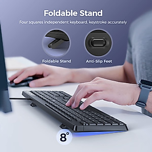 Wired Keyboard,Quiet Keyboard,Multimedia Usb Computer Keyboard,Silent Keyboard with Low Profile Chiclet Keys,Large Number Pad,Spill-Resistant,Anti-Wear Letters,Full Size Keyboard for Laptop,Desktop
