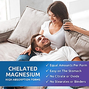 Zentastic 4-in-1 Magnesium Complex - Chelated Magnesium Glycinate, Malate, Taurate & Lactate - High Absorption for Nerves, Immune, Bones, Muscles - Magnesium Supplement - 120 Magnesium Capsules