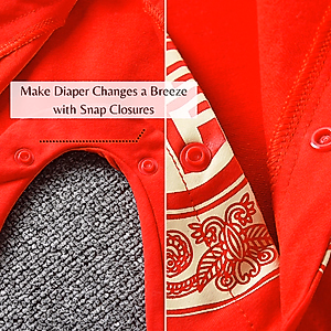 Coco Dolphin Baby Red Outfit 1 Month 100 Days Newborn Infant Boy Girl Bodysuit Chinese New Year Lunar Tang Suit (Size 66)