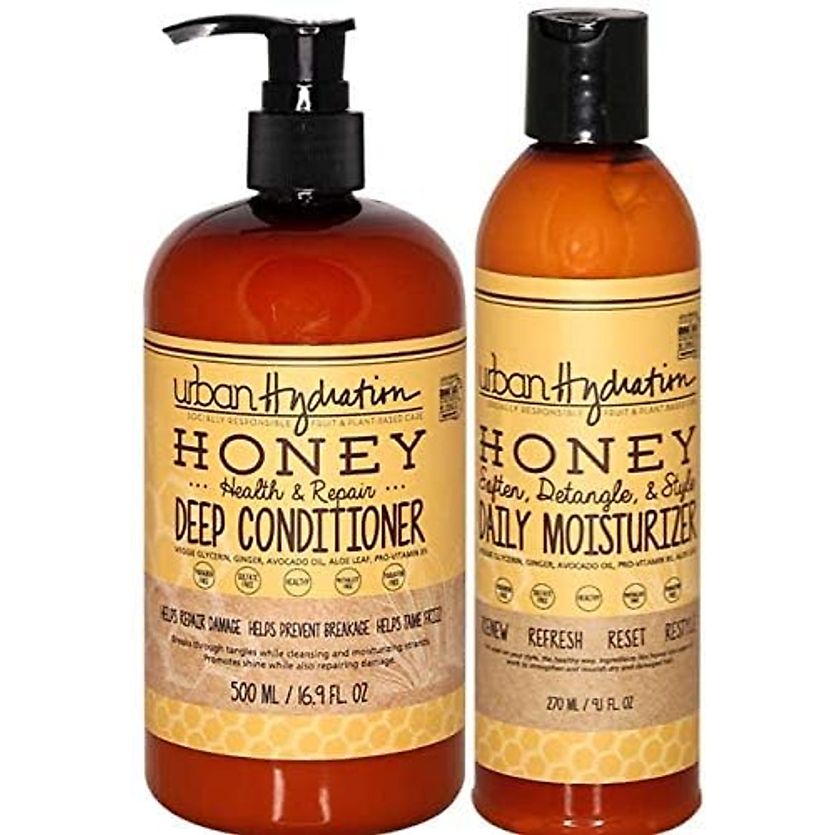 Urban Hydration Honey Health and Repair Conditioner and Moisturizer Duo Pack | Sulfate, Paraben and Dye Free, Tames Frizz, Hydrates and Repairs For Soft and Shiny Hair, All Hair Types
