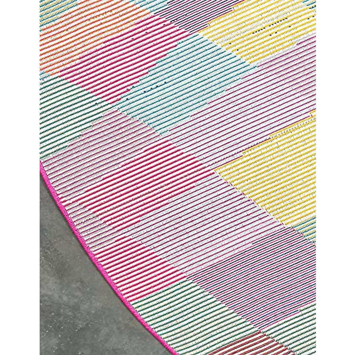 Unique Loom Estrella Collection Geometric, Abstract, Colorful, Modern, Eclectic Area Rug, 8 ft x 8 ft, Multi/Pink