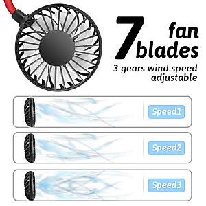 Haomaomao Neck Fan, Portable Fan With 2500 mAh Rechargeable Battery USB Mini Personal Wearable Neckband Sport Fan for Working, Traveling, Office, Reading, Outdoors