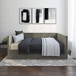 DHP Daybed with Storage Drawers, Full, Gray Velvet Bed, Grey