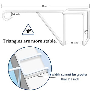 Zacool Vinyl Fence Hooks-2 Pack 5 x 10 Inches Over Fence Hooks Heavy Duty White Powder Coated Steel Fence Hooks for Hanging Plants Bird Feeders,Lights,Hanging Basket,Pool Tools