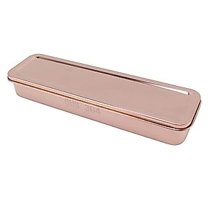 Kitchen Chopsticks Storage Box Cutlery Tray Smart Drain Food Grade with Lid for Business (Rose Gold)