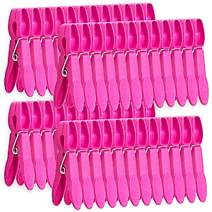 48 Pack Pink Plastic Clothespins, Heavy Duty Laundry Clothes Pins Clips Pegs, Drying Line Pegs Small Colored Clothes Pins for Outdoor, Clothesline Crafts Picture Clips Food Package Clips