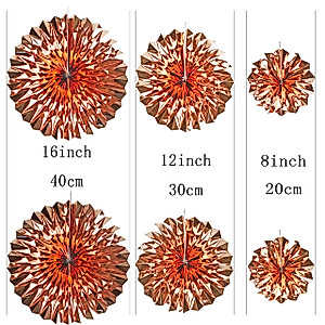 Black Rose Gold Party Hanging Paper Fans - Bachelorette Wedding Anniversary Hen Out Women Birthday Baby Shower Graduation New Year Retirement Party Photo Booth Backdrops Decorations, 12pc