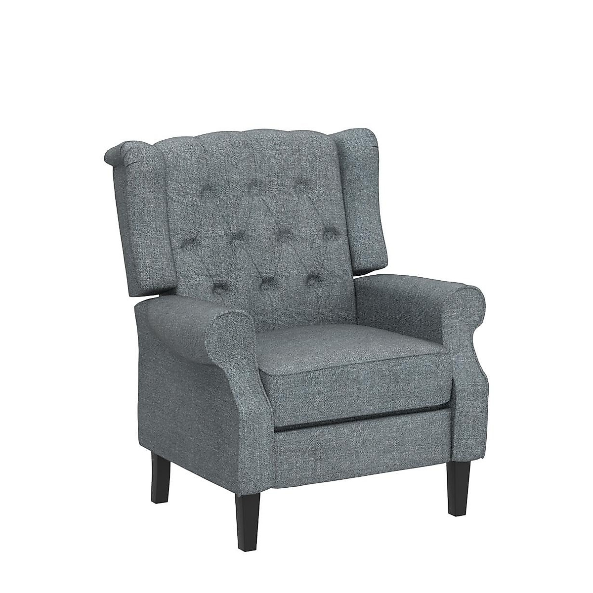 YITAHOME Wingback Recliner Chair, Push Back Recliner with High Back, Upholstered Tufted Accent Lounge Armchair Single Sofa Adjustable for Living Room, Grey