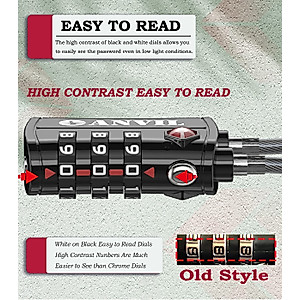 ANVIL TSA Approved Cable Luggage Locks 3 Digit Combination Padlock with Zinc Alloy Steel Cable Lock Ideal for Travel Suitcase, Backpack, Lockers,Case,Toolbox