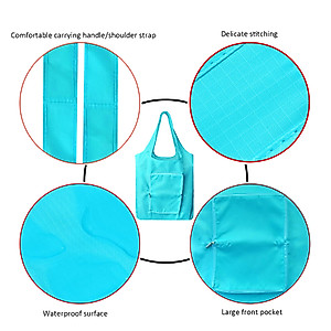 ACBSUSU Foldable reusable grocery bags, eco waterproof shopping bags, food tote bags. Fits in your pocket (5 packs) (Multi-color)