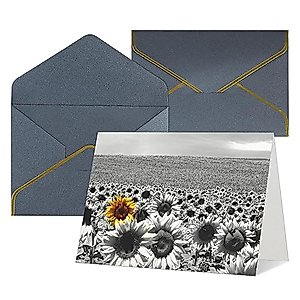 Sunflowers Vintage Floral Thank You Cards With Envelopes, Blank Greeting Note Cards With Envelopes Blank Inside, Funny Birthday Cards For Women Men, Thank You Card For Wedding Business,Graduation