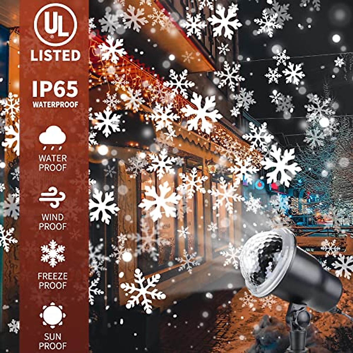 Christmas Snowflake Projector Lights Outdoor Led Snowfall Show with Remote Control Waterproof Landscape Decorative Lighting for Christmas Holiday Party Wedding Garden Patio