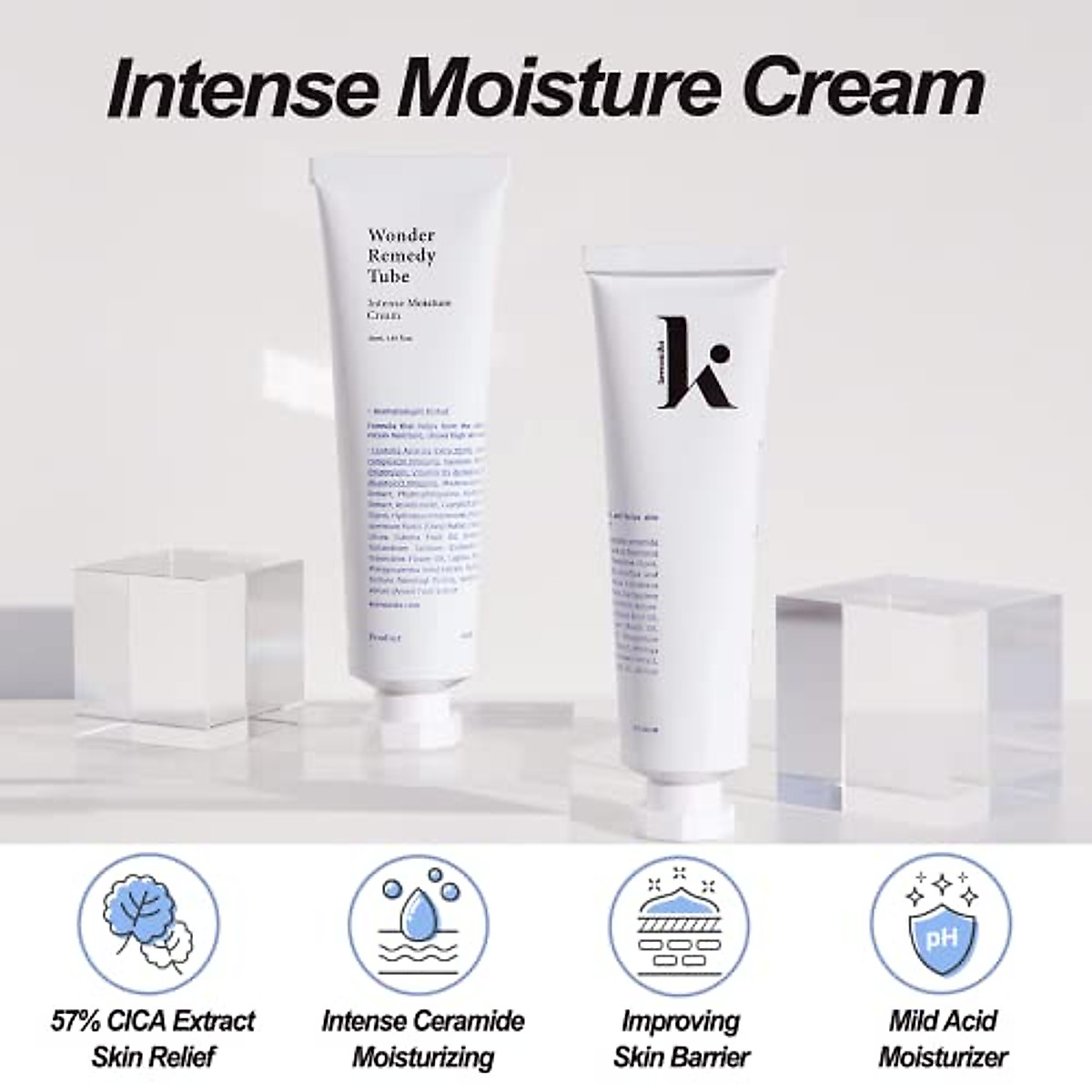 keenoniks Face Moisturizer - Wonder Remedy Intense Moisture Facial Ceramide Cream helps Repair Skin Barrier, Moisturizing for Dry, Sensitive Skin | Centella Asiatica Korean CICA Cream - 1.69 Fl Oz