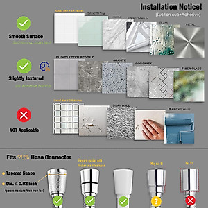 Suction cup Handheld Shower Head Holder - 5 Angles Adjustable - Unique Horizontal Setting - Large Shower Head Supports, Relocatable - Wall mounted with Vacuum Power (Chrome)