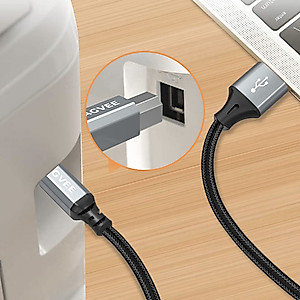 AGVEE [2 Pack 6.6ft USB Printer Cable, A to B MIDI Cable Cord, Braided Stable Data for HP Canon Epson Brother Printer, Piano, Midi Controller, Midi Keyboard, Audio Interface Recording, Dark Gray