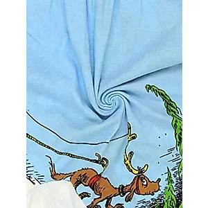 Dr. Seuss How The Grinch Stole Christmas Men's Button Fly Boxer Shorts (Small, Blue)