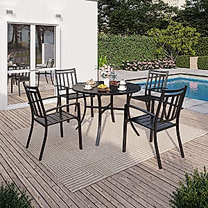 Sophia & William Outdoor Chairs Black Metal Patio Dining Chairs Set of 2,E-Coating Metal Stackable Lawn Chairs,Wrought Iron Outdoor Metal Dining Chairs for Garden Backyard,300 lbs