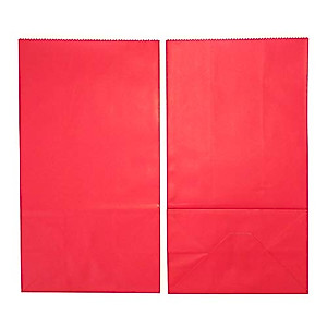 KEYYOOMY 50 CT Red Paper Party Favor Bags Biodegradable Kraft Paper Bags Paper Lunch Bags
