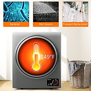 ARLIME Compact Laundry Dryer, Portable Clothes Dryers W/4 Automatic Drying Mode, Small Electric Laundry Dryer W/Stainless Steel Drum & Control Panel For Apartments, Dorm 110V 900W, Grey
